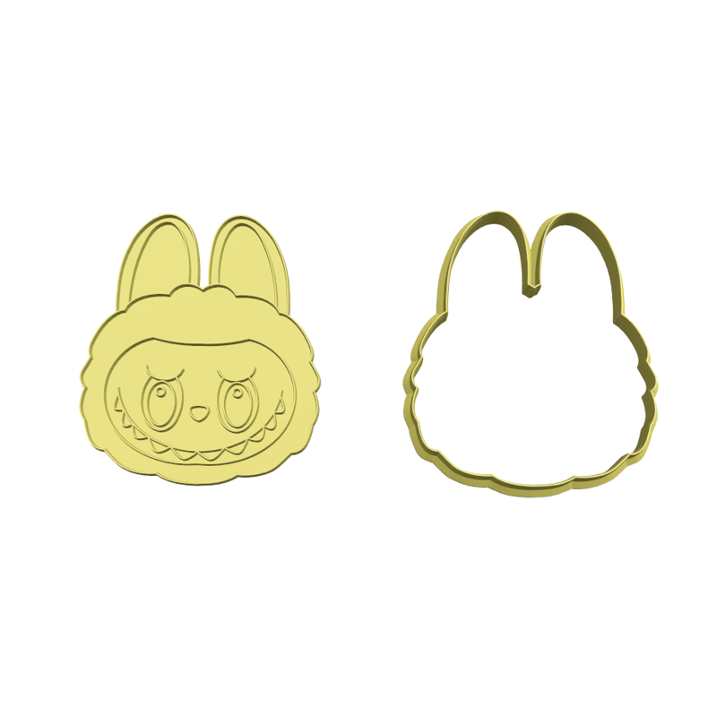 Labubu doll face cookie cutter with stamp – Frosted Cutters