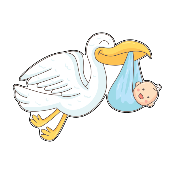 Stork holding baby cookie cutter – Frosted Cutters