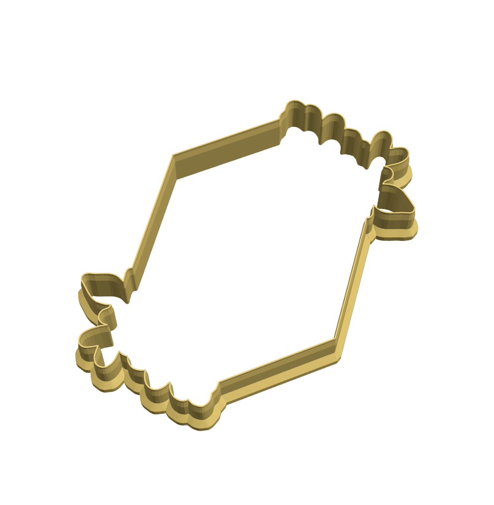 Long hexagonal floral frame plaque cookie cutter – Frosted Cutters