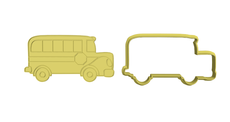 School bus cookie cutter and stamp – Frosted Cutters