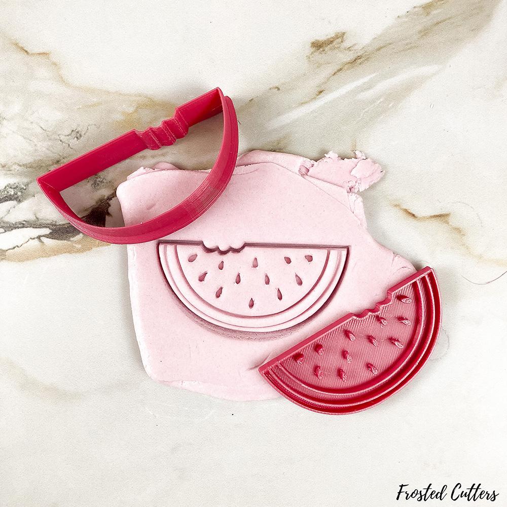 Bitten watermelon slice Cookie Cutter and STAMP – Frosted Cutters