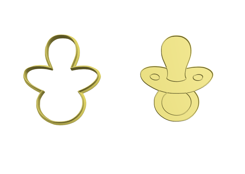 Pacifier cookie cutter and stamp – Frosted Cutters