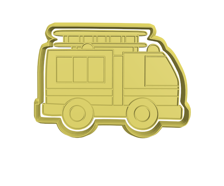 Fire truck cookie cutter and stamp – Frosted Cutters