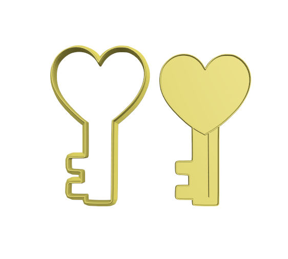 Heart key cookie cutter with stamp – Frosted Cutters