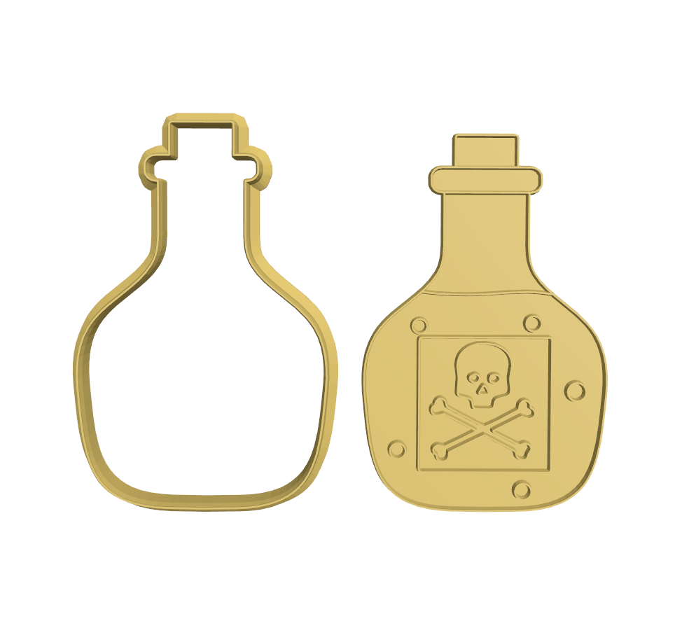 Poison bottle flask cookie cutter and stamp – Frosted Cutters
