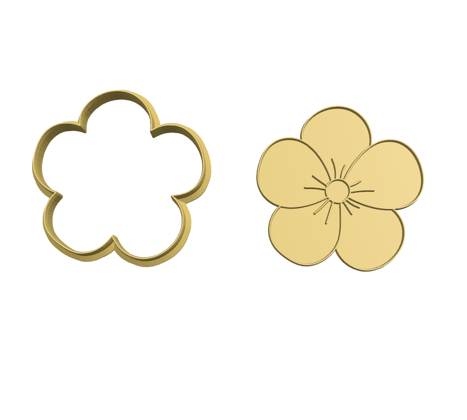 Violet flower cookie cutter and stamp – Frosted Cutters