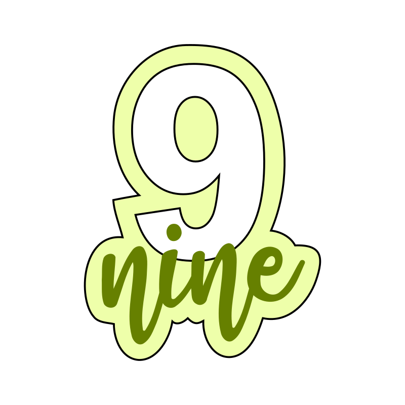 Number 9 (nine) with writing cookie cutter and stamp – Frosted Cutters