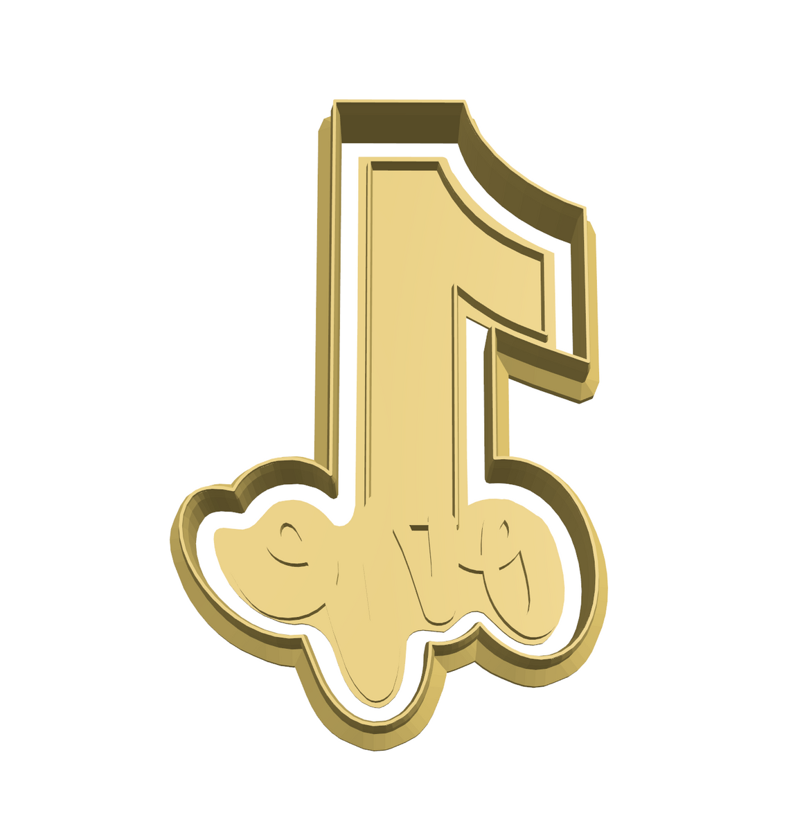 Number 1 (one) with writing cookie cutter and stamp – Frosted Cutters