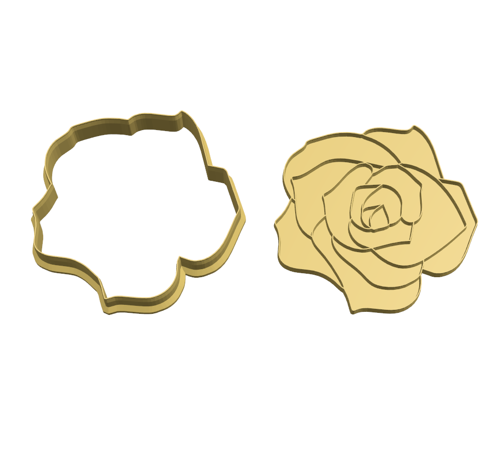 Rose cookie cutter and stamp – Frosted Cutters